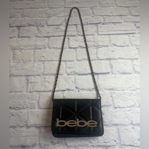 bebe | Bags | Bebe Black Quilted Crossbody Bag With Chain Strap | Poshmark